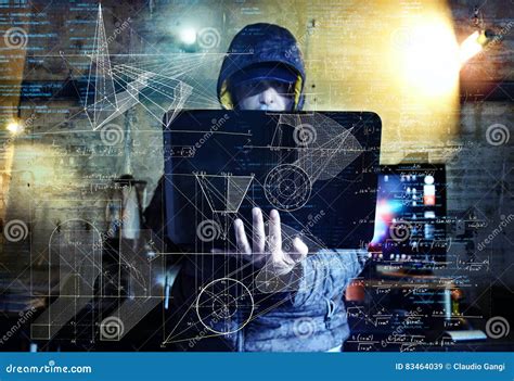 Dangerous Hacker Stealing Data Industrial Espionage Concept Stock