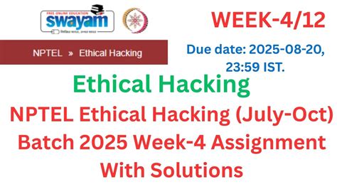Nptel Ethical Hacking Week 4 Assignment Solution July Oct 2025 Youtube