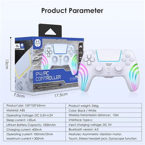 RGB LED Wireless Controller For PS4 PC 6colors Game Controller