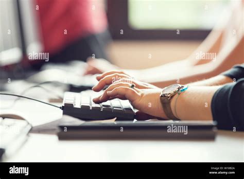 Hands Typing On Keyboard Woman Stock Photo Alamy