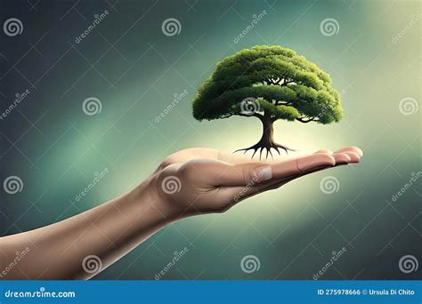 Tree With Roots On A Hand Illustration Stock Illustration Illustration Of Roots Climate