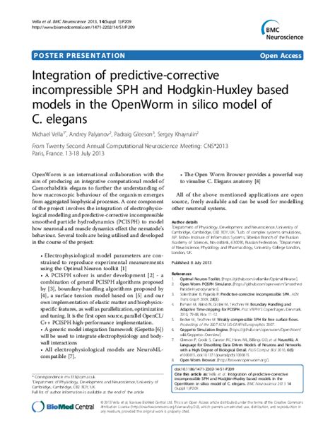 Pdf Integration Of Predictive Corrective Incompressible Sph And Hodgkin Huxley Based Models In