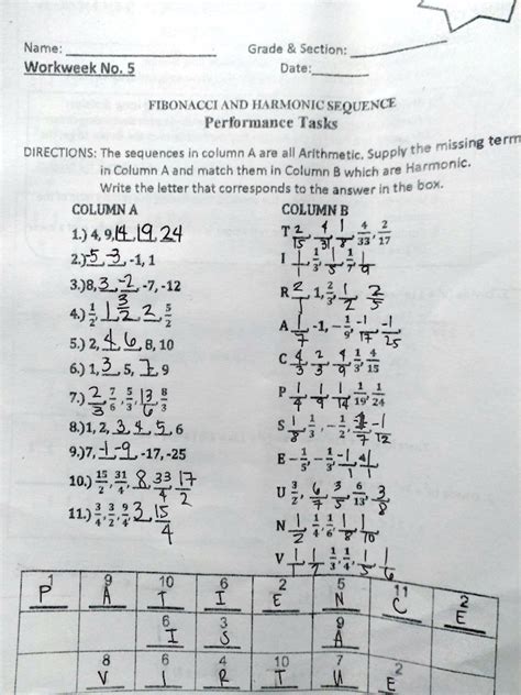 The Sequence In Column A Are All Arithmetic Supply The Missing Terms In
