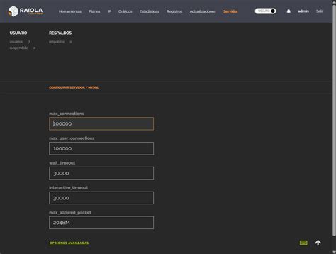 Configurar Max Allowed Packet En Raiolacp