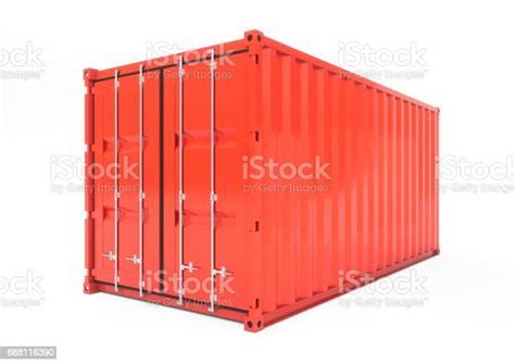 흰색 바탕에 3d 렌더링 고립 된 빨간 화물 컨테이너 0명에 대한 스톡 사진 및 기타 이미지 0명 3차원 형태 강철 Istock