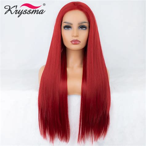 Long Red Wig Natural Straight Synthetic Lace Front Wig Long Wigs For