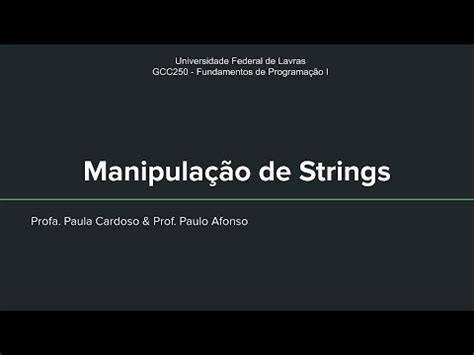 Aula Manipulação de strings YouTube