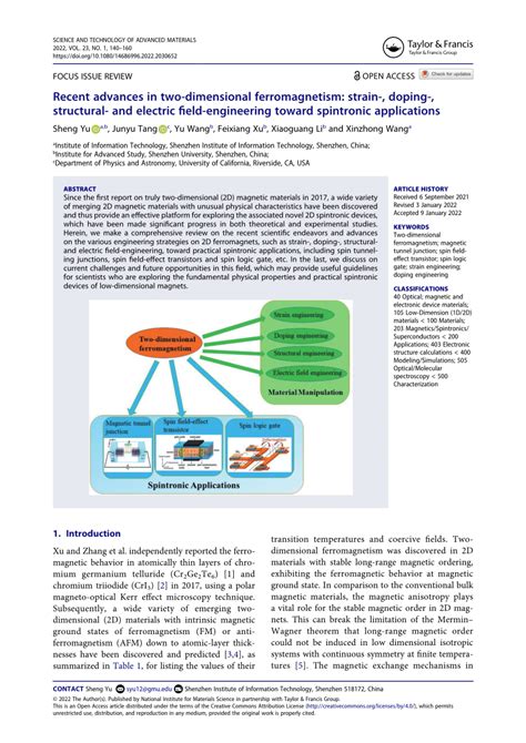 Pdf Recent Advances In Two Dimensional Ferromagnetism Strain