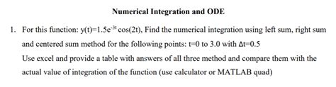 solved numerical integration and ode 1 for this function