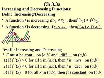 Calc Ch A Increasing And Decreasing Functions By Math PowerPoint Lessons