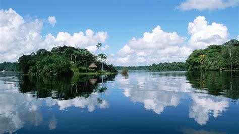 섬 바다 물 반사 구름 배경 화면 1920x1080 배경 화면 다운로드