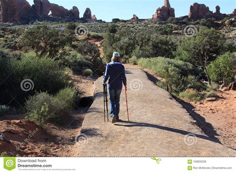 Lady Hiking In Arches National Park In Utah Editorial Stock Photo Image Of Finally Park
