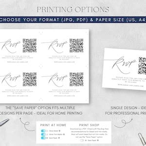 RSVP Card Qr Code For Wedding Qr Code Rsvp Insert Template Templett Printable RSVP Reply Cards