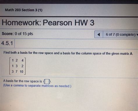 Solved Math 203 Section 3 1 Homework Pearson Hw 3 Score