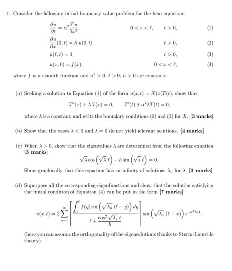 1 Consider The Following Initial Boundary Value