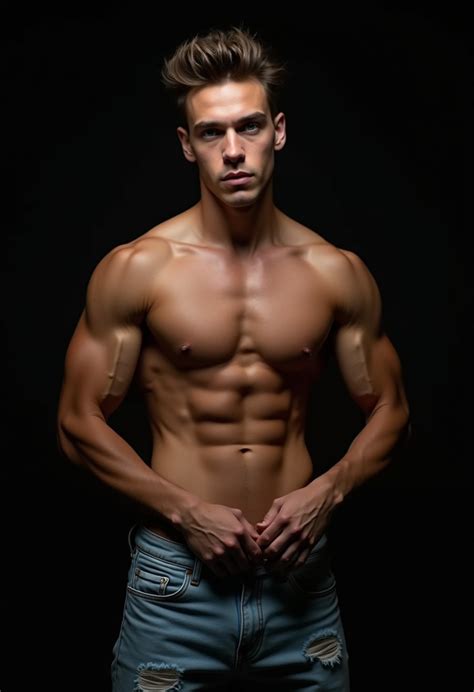 Muscular Man With Defined Abs And Bright Blue Eyes Stable Diffusion