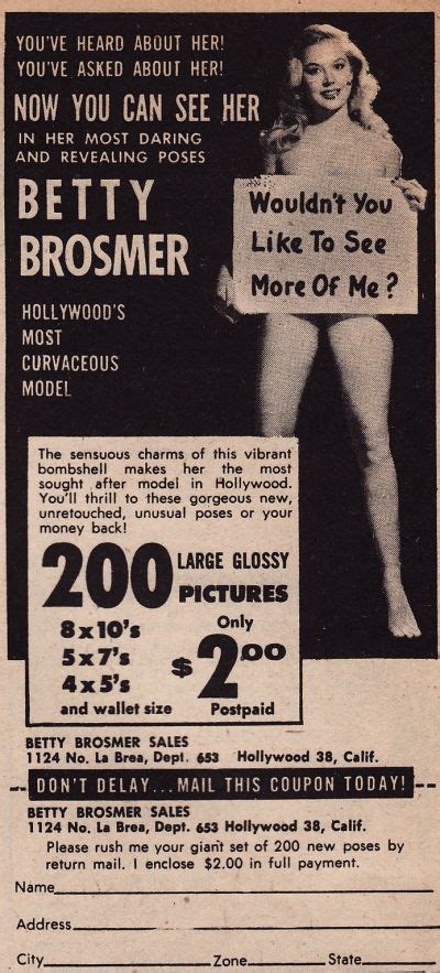 Betty Brosmer Unusual Poses Or Your Money Back Betty Brosmer