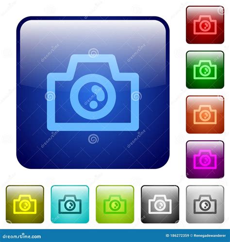 Color Camera Square Buttons Stock Vector Illustration Of Cyan
