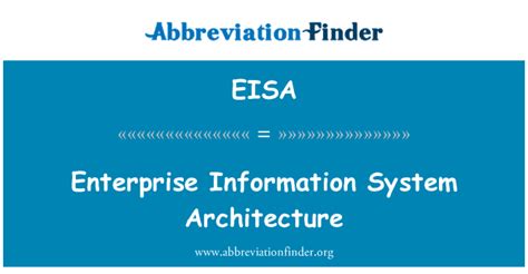 Eisa Stands For Enterprise Information System Architecture Abbreviation Finder