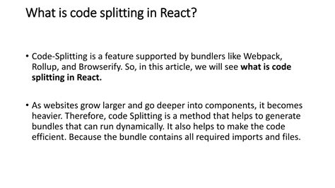Ppt What Is Code Splitting In React Powerpoint Presentation Free