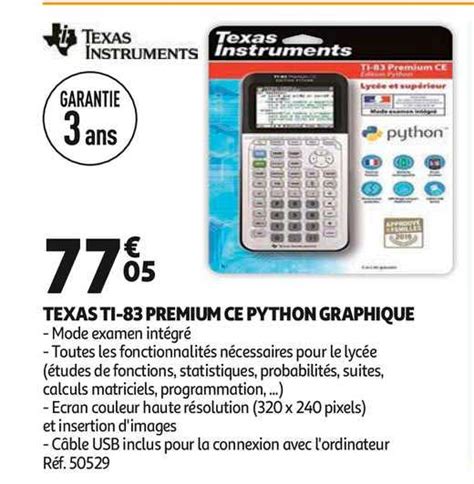 Promo Texas Ti Premium Ce Python Graphique Chez Auchan Direct