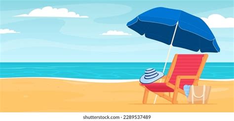 Beach Deck Chair Umbrella Summer Vacation Stock Vector Royalty Free