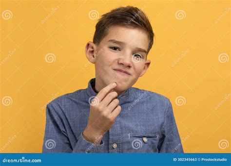 Teen Skin Problem Upset Teenage Boy Touching Pimple On His Face Stock