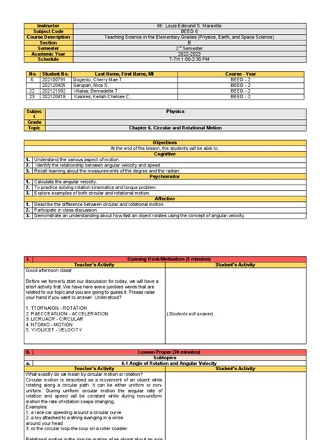 Physics Lesson Plan Download Free Pdf Acceleration Speed