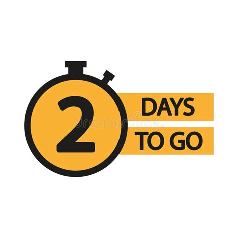 Countdown Timer Icon Number Two Focus Bold 2 Days To Go Text Yellow Stopwatch Graphic Stock