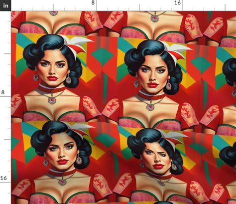 Pin Up Latina Model National Latina Fabric Spoonflower
