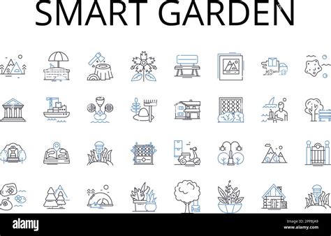 Smart Garden Line Icons Collection Intelligent Garden Tech Savvy Garden Automated Garden