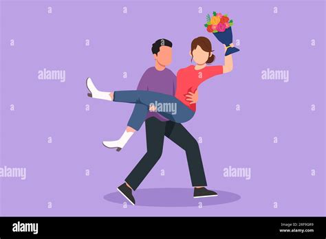 Character Flat Drawing Man Carrying Woman And Making Marriage Proposal