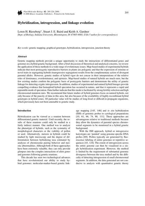 Pdf Hybridization Introgression And Linkage Evolution