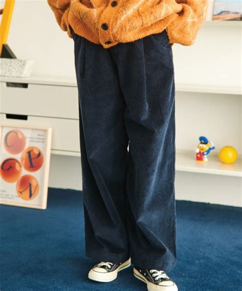 꼼파뇨 벌룬 와이드 코듀로이 팬츠 네이비 위시버킷