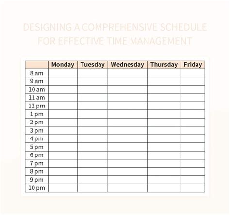 Designing A Comprehensive Schedule For Effective Time Management Excel Template And Google