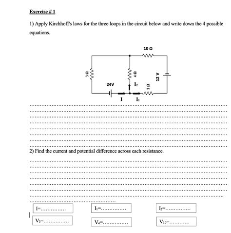 Solved Exercise 1 1 Apply Kirchhoff S Laws For The Three Chegg Com