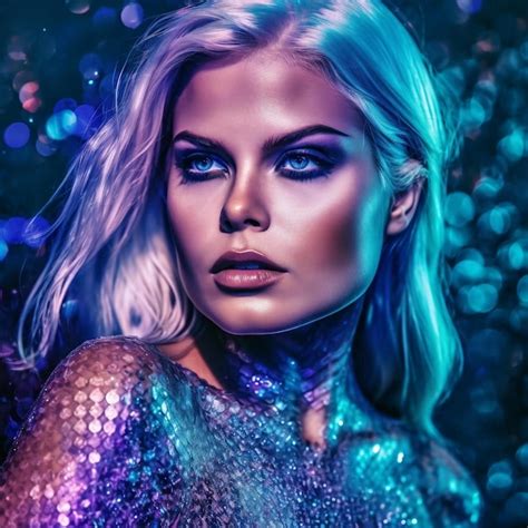 Premium Ai Image Chubby Blonde Mermaid In Blue Vivid Colours