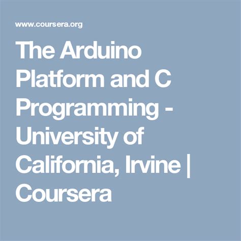 The Arduino Platform And C Programming University Of California