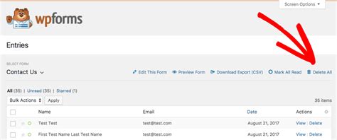 How To Delete All Entries For A Form In Wpforms