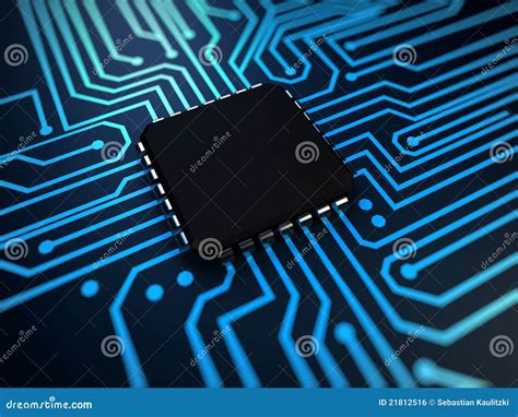 Cpu In Blue Stock Illustration Illustration Of Beam 21812516