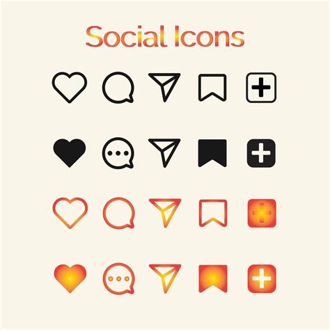 White And Orange Theme Set Of Generic Social Media User Interface Icons Like Comment Share
