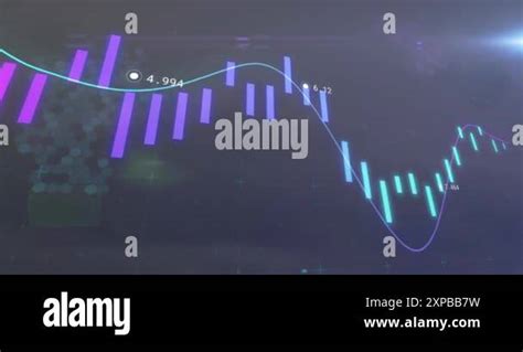 Stock Market Data Animation Over Rural Landscape With Hexagonal