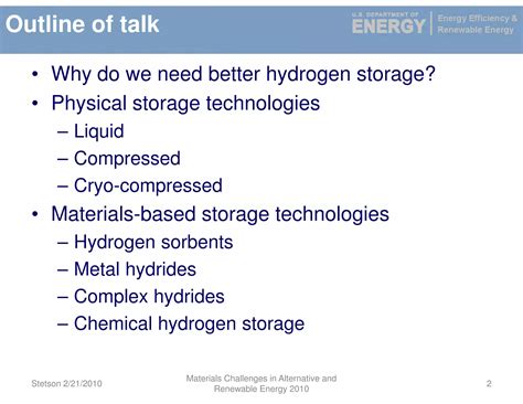 Presentation Doe Stetsoon Hydrogen Storage Technologies Pdf