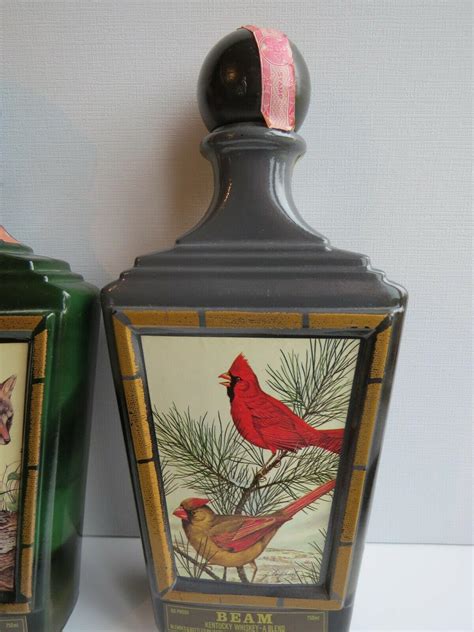 1982 James Lockhart Wildlife Jim Beam Decanter Bottle Set Gray Fox Deer