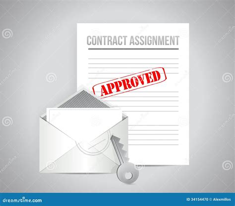 Contract Assignment Approved Concept Illustration Stock Illustration