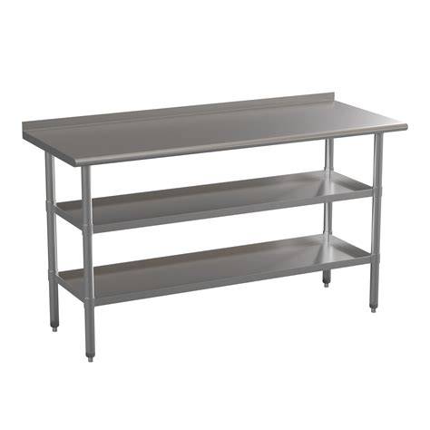 Flash Furniture Nh Wt Gu 2460bsp Gg Stainless Steel 18 Gauge Work Table With Backsplash And 2