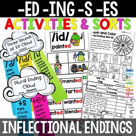 Inflectional Endings Ed And Ing S And Es The Three Sounds Of Ed Worksheets