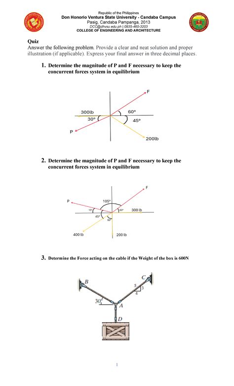 Statics Quiz 1 Finals None 1 Republic Of The Philippines Don