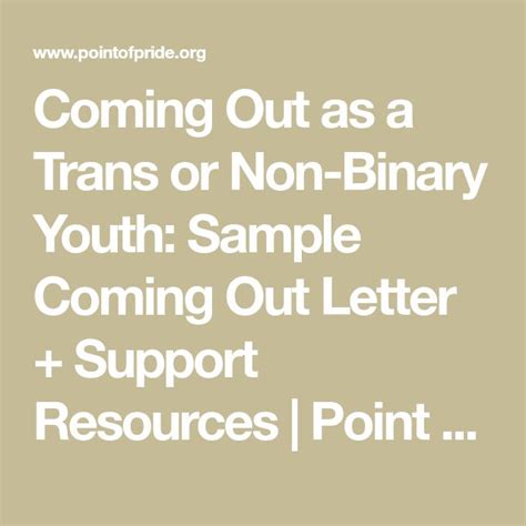Sample Coming Out Letter Support Resources For Trans And Non Binary Youth