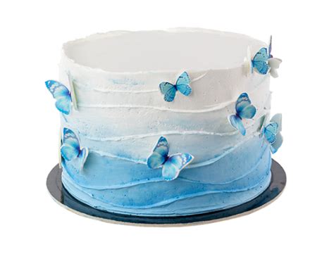 Торт блакитний з метеликами